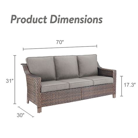 Rilyson L Skinny Wicker Outdoor Sofa With Gray Cushions And Wicker