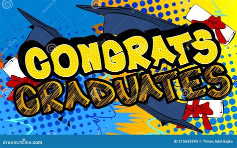 Congrats Graduates Comic Book Style Text Stock Vector Illustration