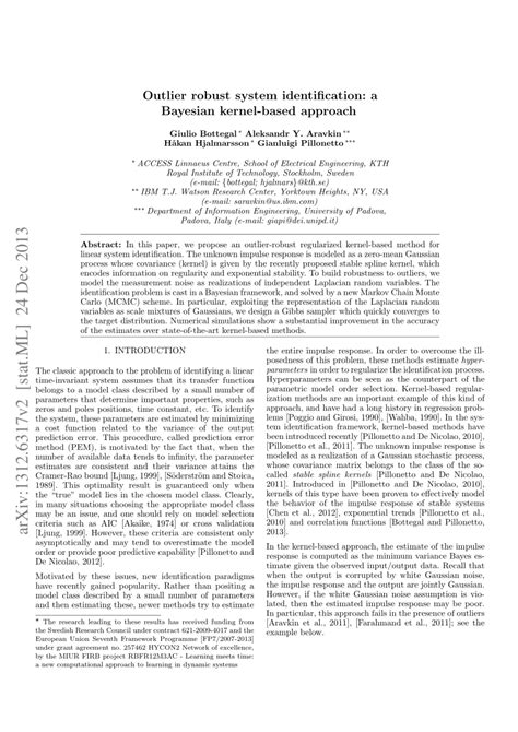 Pdf Outlier Robust System Identification A Bayesian Kernel Based Approach