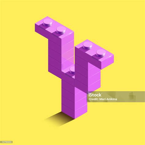 생성자 벽돌에서 알파벳의 현실적인 분홍색 3d 아이소메트릭 문자 Y 0명에 대한 스톡 벡터 아트 및 기타 이미지 0명 3