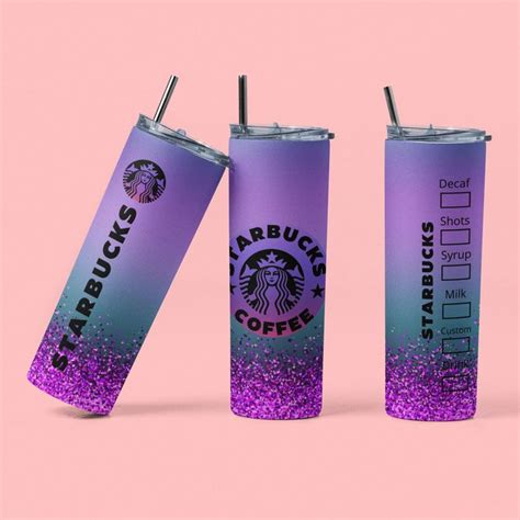 Starbucks Purple Glitter 20oz Skinny Tumbler Sublimation Design