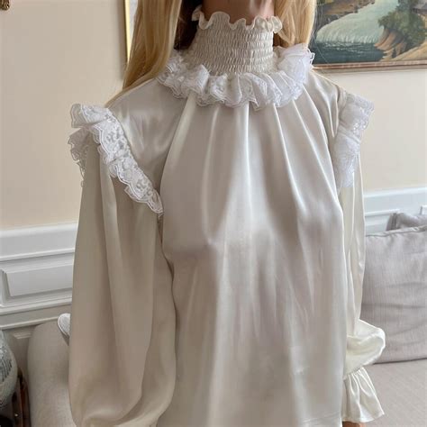 Silk Blouse With Lace Etsy