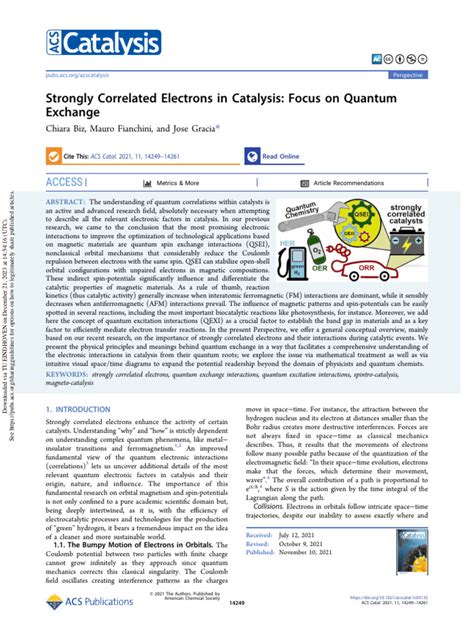 Biz Et Al 2021 Strongly Correlated Electrons In Catalysis Focus On