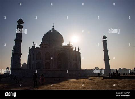 The Four Minarets That Frame The Taj Mahal One At Each Corner Of The