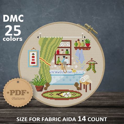 Bathroom Cross Stitch Pattern Etsy