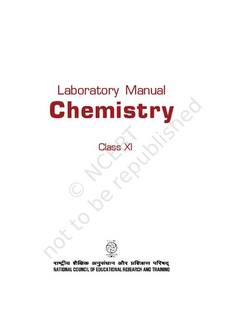 Class 11 Ncert Lab Manual Laboratory Manual Chemistry Class Xi Contents Iii V Foreword Preface