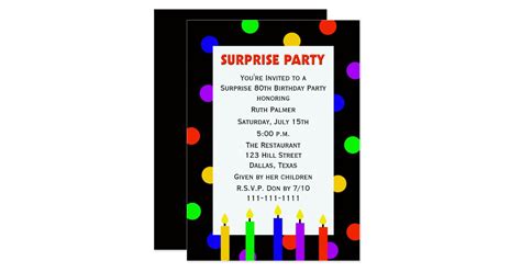 80th Surprise Birthday Party Invitation Dots Zazzle