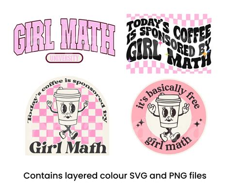 Girl Math Svg Bundle Funny Svg Girly Svg Girl Math Png Trendy Png Girl Math University Varsity