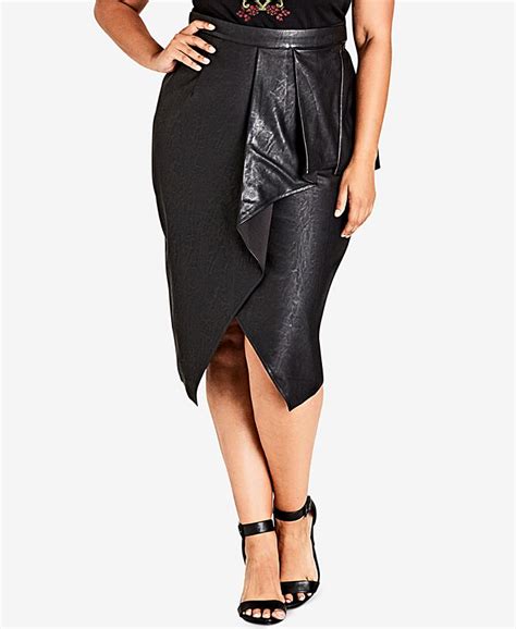 City Chic Trendy Plus Size Faux Leather Skirt Macys