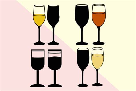 Champagne Glass Silhouette Vector Set 4 Graphic By Maream6446bd