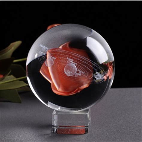 6cm Engraved Solar System Crystal Ball 3d Miniatur Grandado