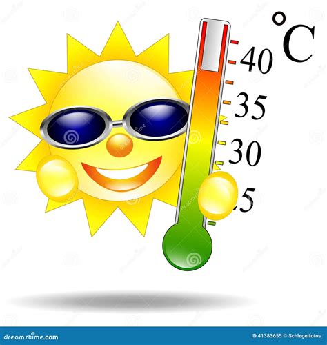 Sun With Thermometer Isolated Stock Illustration Illustration Of