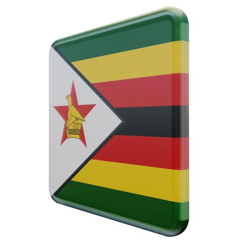 Zimbabwe Right View 3d Textured Glossy Square Flag 10867699 Png