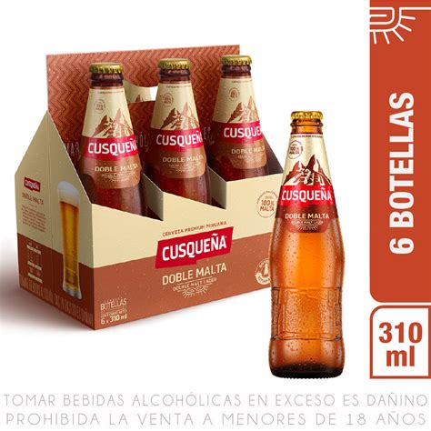 Sixpack Cerveza Cusqueña Doble Malta Botella 310ml Metroapp