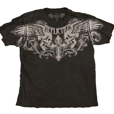 Cyber Y2k Mall Goth Affliction Skull Tee Depop