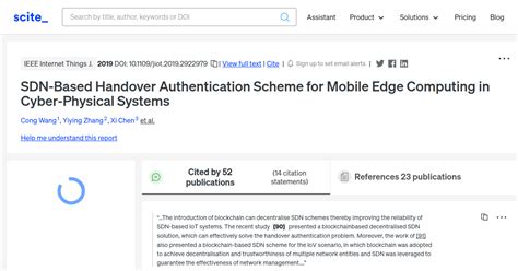 Citation Report Sdn Based Handover Authentication Scheme For Mobile