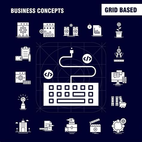 Conceptos De Negocio Conjunto De Iconos De Glifo Sólido Para Infografía
