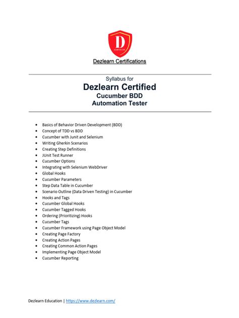 Cucumber Bdd Certification Syllabus Pdf