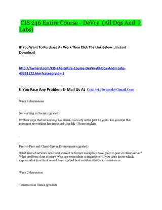 Cis Entire Course Devry All Dqs And I Labs By Bravo Issuu
