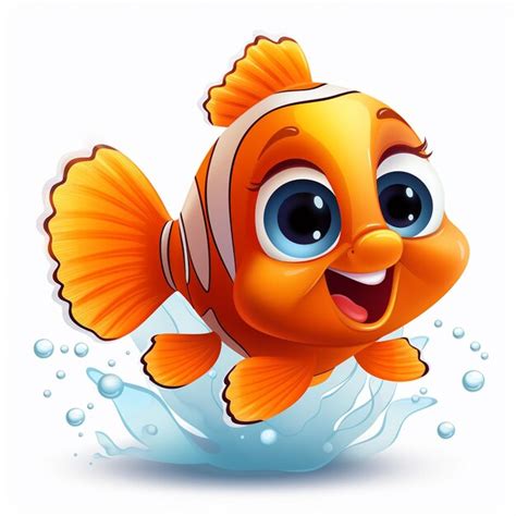 Un Lindo Pez De Dibujos Animados De Color Naranja Aislado Sobre Un