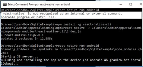 React Native Is Not Recognized As An Internal Or External Command