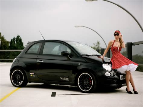 Sexy Girl In Dress On Abarth 500 Emotion Hd Wallpaper Home Of
