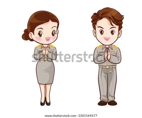 태국 정부 제복 차림의 공무원 만화 스톡 벡터로열티 프리 2201569677 Shutterstock