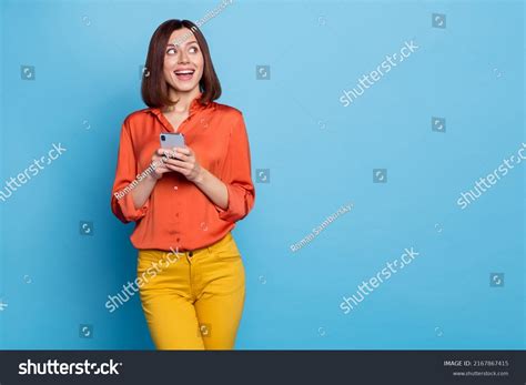 1625 Brunette Girl Social Media Colored Background Images Stock