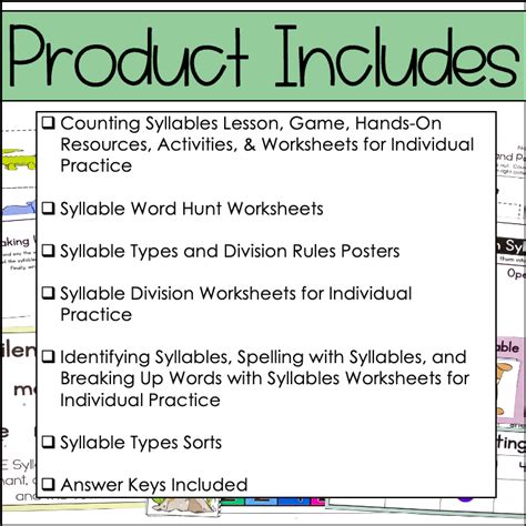 counting segmenting and dividing syllables worksheets syllable division