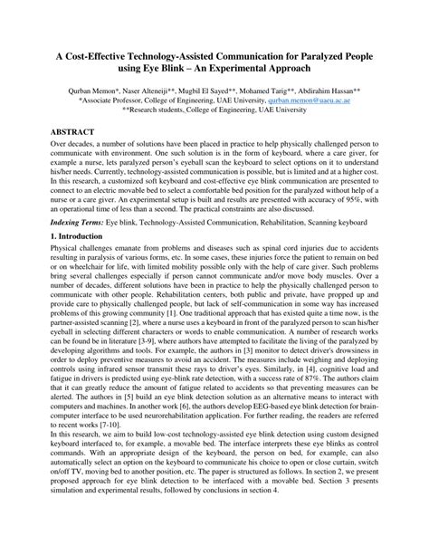 Pdf A Cost Effective Technology Assisted Communication For Paralyzed