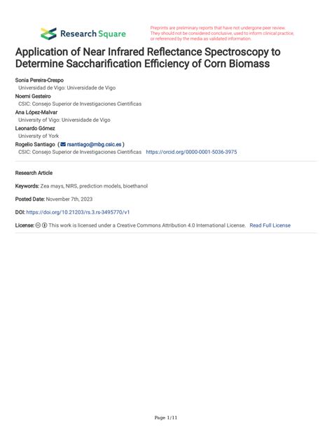 Pdf Application Of Near Infrared Reflectance Spectroscopy To