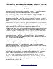 Understanding Short And Long Term Memory How Memories Are Course Hero