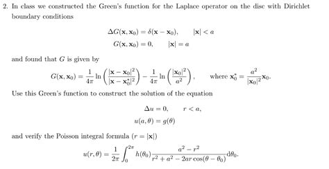 Solved 2 In Class We Constructed The Greens Function For