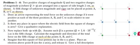 Solved Problems 1 - 4: Two positive charges of magnitude Q | Chegg.com