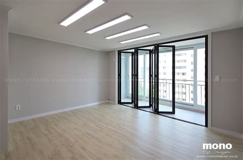 Monointerior Mono 포트폴리오 공간별 안양 비산동 아파트 인테리어 은하수벽산 30평대 베란다 폴딩도어