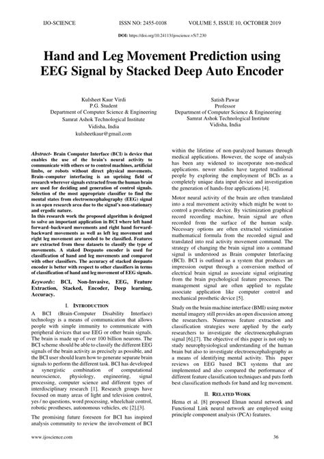 PDF Hand And Leg Movement Prediction Using EEG Signal By Stacked DeepAuto Encoder
