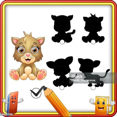 정확한 그림자를 찾아 귀여운 고양이 앉아입니다 어린이 위한 교육 게임 검색에 대한 스톡 벡터 아트 및 기타 이미지 검색 고양이 새끼 공부 Istock
