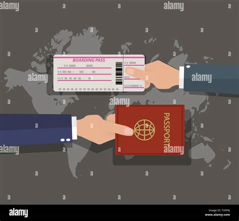 Passport With Boarding Pass On World Map Background Vector