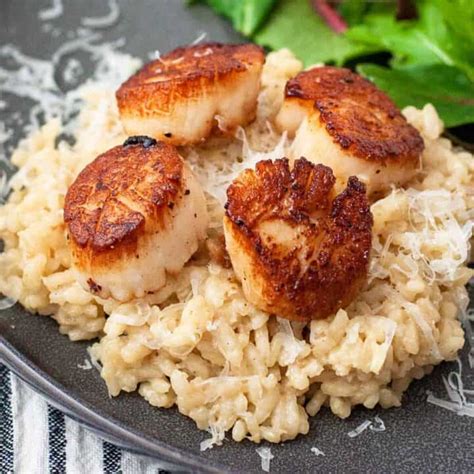 Seared Scallops With Parmesan Risotto Dishes With Dad