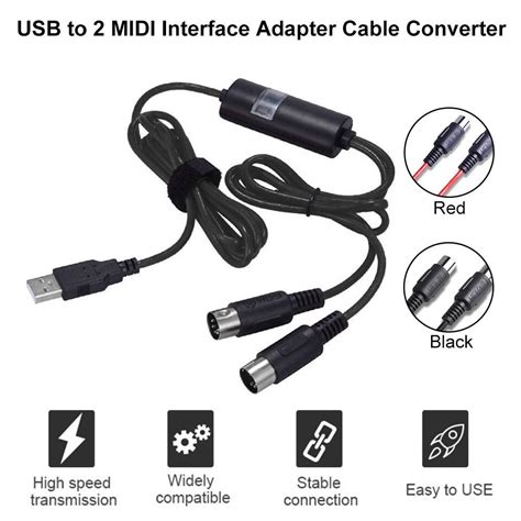 Usb To 2 Midi Interface Adapter Cable Converter Fo Vicedeal