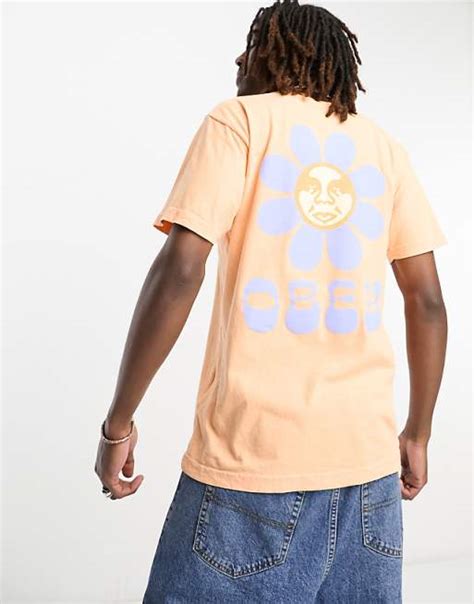 Obey Petal Backprint T Shirt In Orange Asos