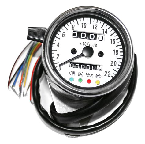 Deluxe Mini Custom Speedometer Kph ~ White Face Plate Vintagecb750
