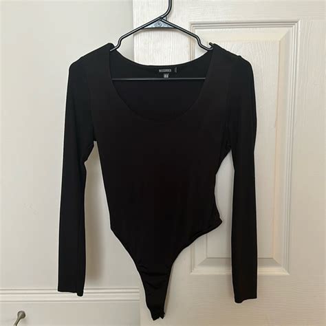 Missguided Tops Missguided Black Slinky Bodysuit Poshmark