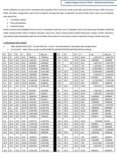 regresi linear berganda dengan uji asumsi klasik menggunakan stata pdf