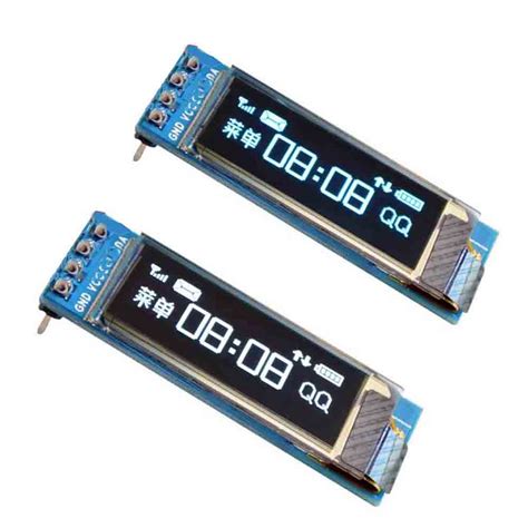 โมดูลจอแสดงผล Led 091 นิ้ว 128x32 I2c Iic Oled Lcd สีขาว สีฟ้า สําหรับ