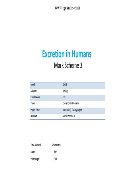 13 3 Excretion In Humans Igcse Cie Biology Ext Theory Ms L Pdf Chemistry Biology