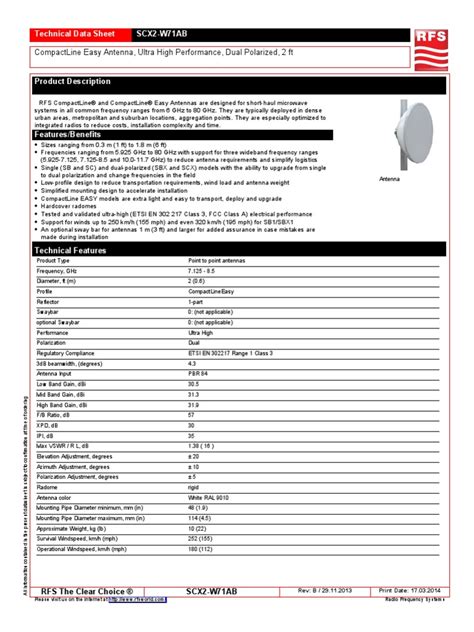 Rfs Microwave Antenna Scx2 W71ab Pdf Antenna Radio Decibel