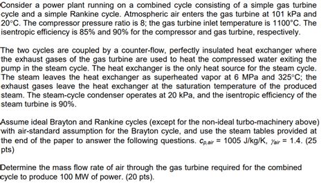 Solved Consider A Power Plant Running Cycle And A Simple Chegg