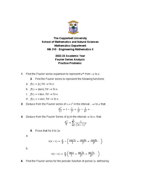 Fourier Series Practice Problems 2022 23 Pdf