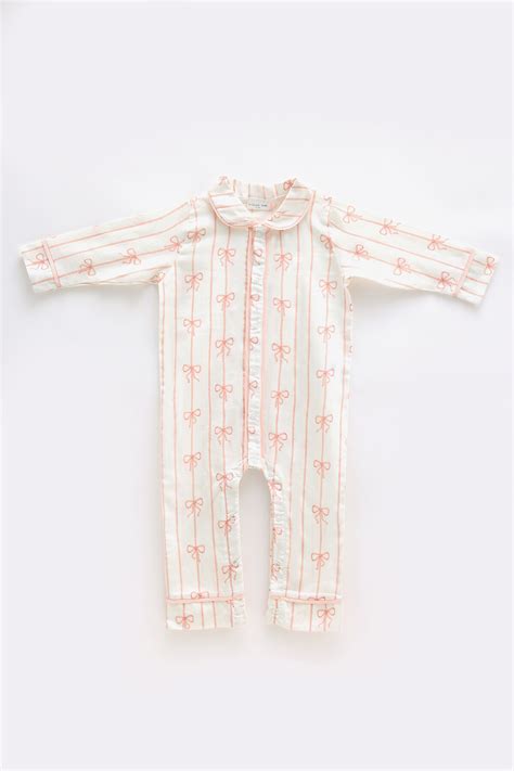 Cotton Satin Jumpsuit Ribbon Pink